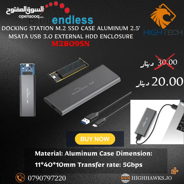 Blueendless SD05 Type C M.2 SATA/NVMe Dual Bay SSD External Hard Drive Enclosures Docking ...