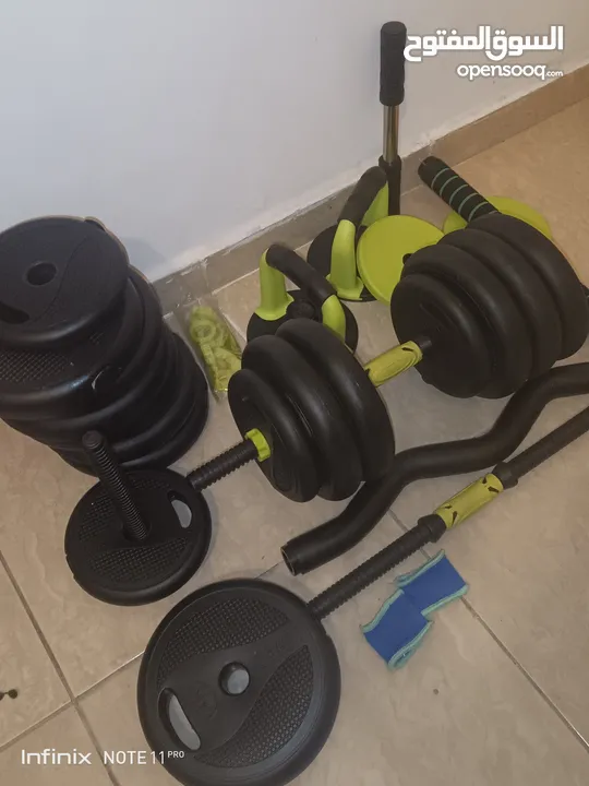 بار دمبلز رفع وزن 42 كيلو مجلتن كوشوك واقي 3 بواحد بار مستقيم و بار ...