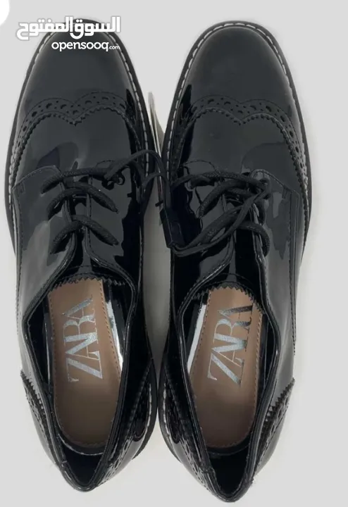 Zara black patent chunky loafer derby shoes with a platform sole ...