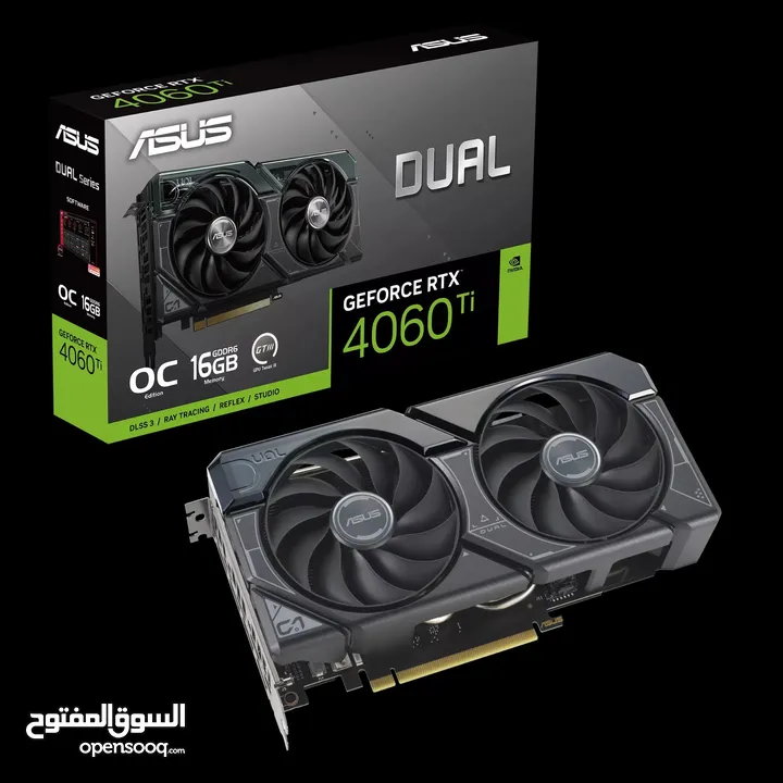كرت شاشه جيمنج نفيديا جيفورس ASUS NVIDIA GEFORCE RTX 4060 Ti 16GB GDDR6 2K 2X FANS GAMING GPU ...
