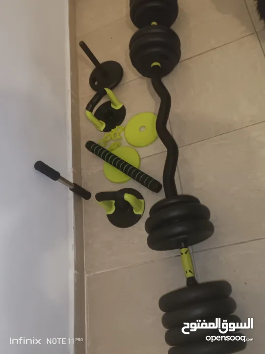 بار دمبلز رفع وزن 42 كيلو مجلتن كوشوك واقي 3 بواحد بار مستقيم و بار ...