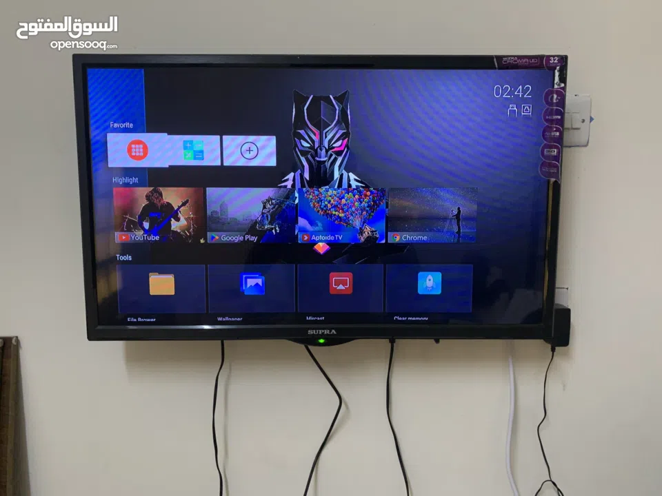 Supra Tv 32 inch with wall stand and Porodo Smart reciver and 2in1 Vmax ...