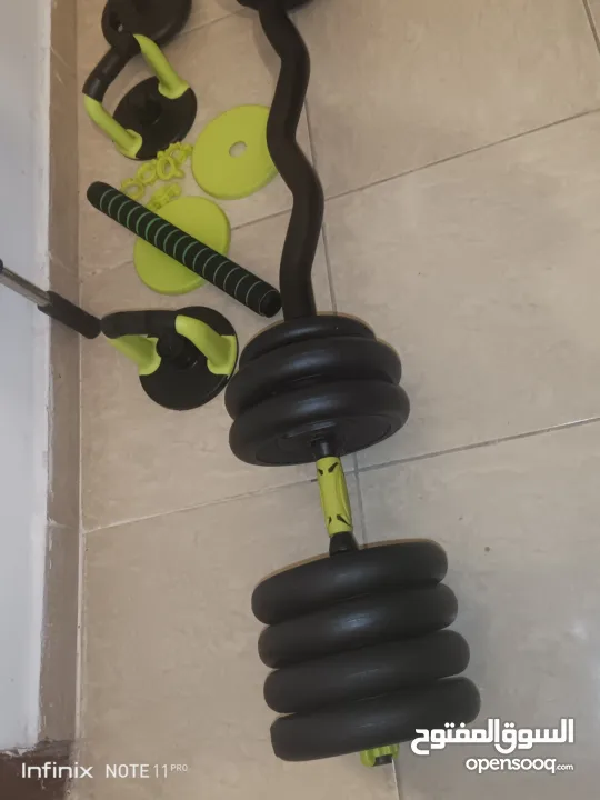 بار دمبلز رفع وزن 42 كيلو مجلتن كوشوك واقي 3 بواحد بار مستقيم و بار ...