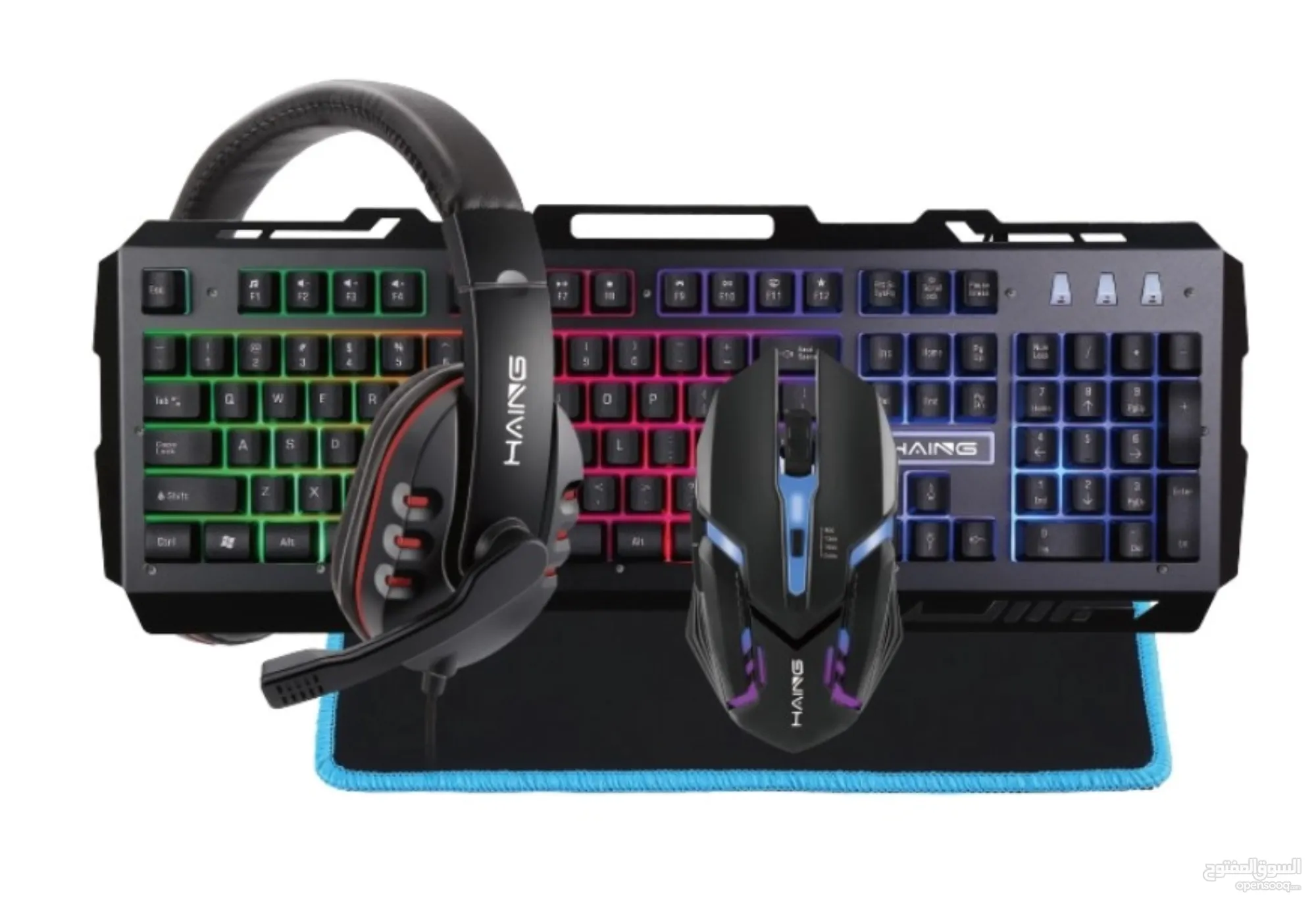 HAING HI-401-KHMM 4 in 1 Gaming Kit كيبورد و ماوس و سماعات و ماوس باد ...
