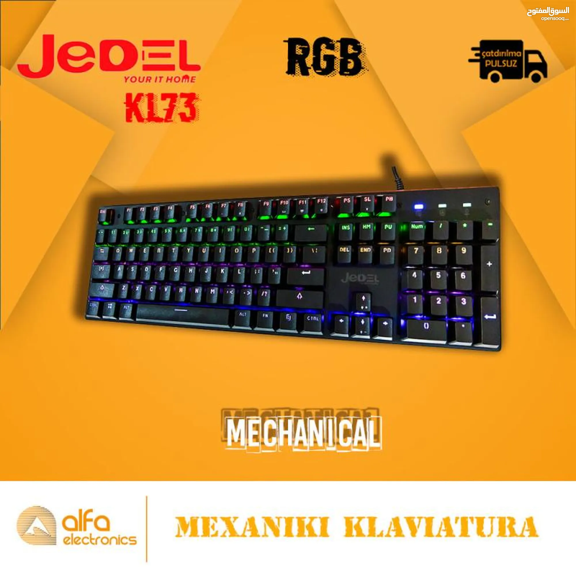 كيبورد جيمنج ميكانيكي مضيء JEDEL KL-73 RGB MECHANICAL GAMING KEYBOARD - (237546928) | السوق المفتوح