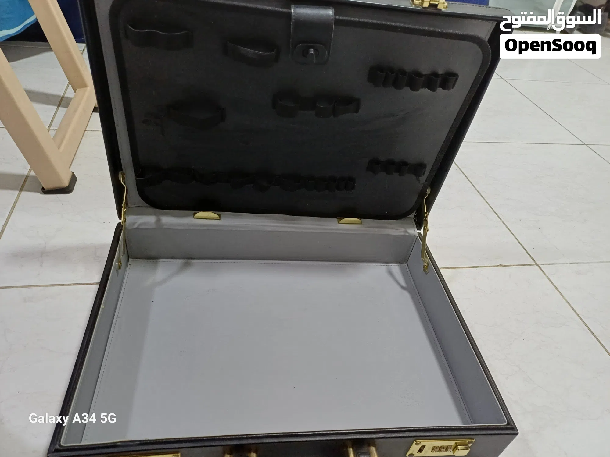 Leather briefcase with number lock combination - (252516083) | السوق ...