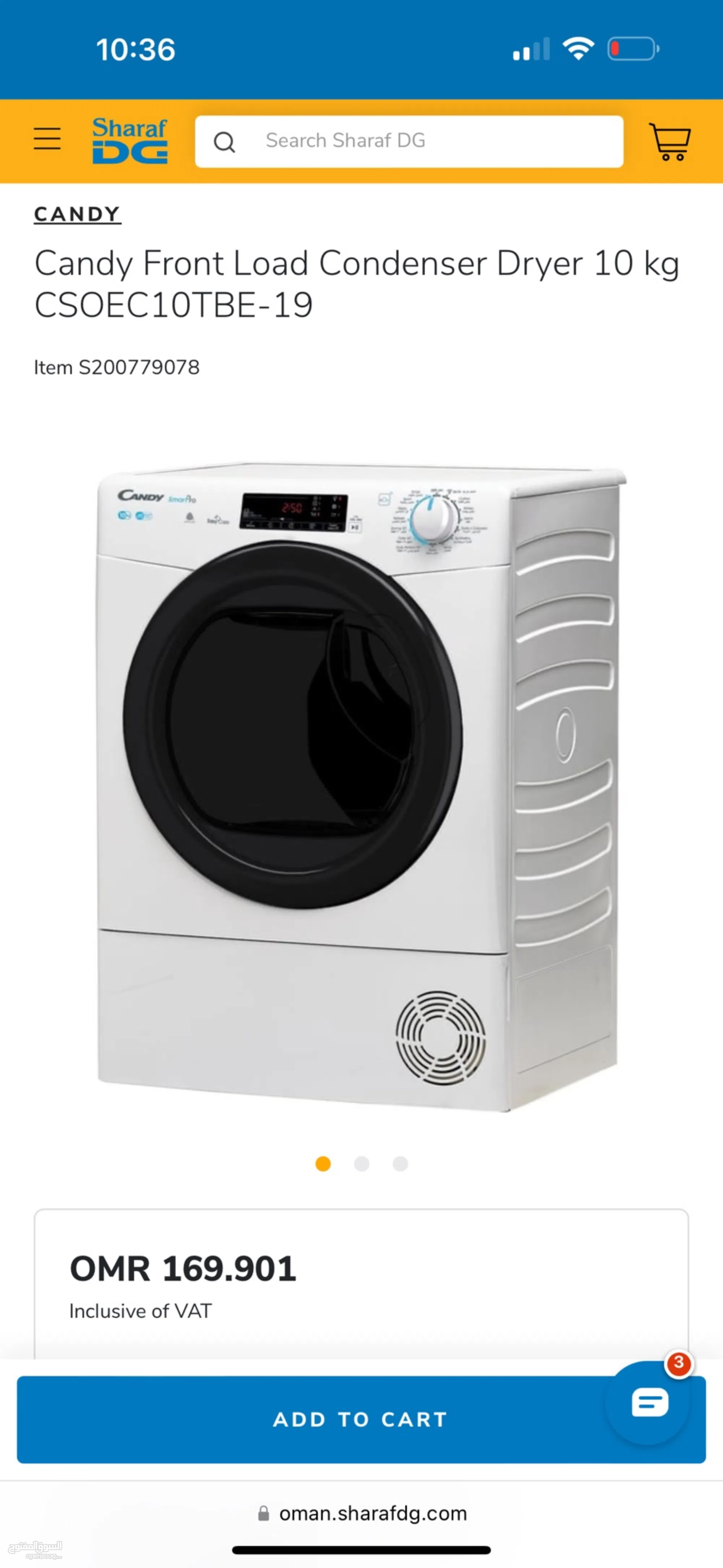 Candy front load condenser dryer 10kg - (248338729) | السوق المفتوح